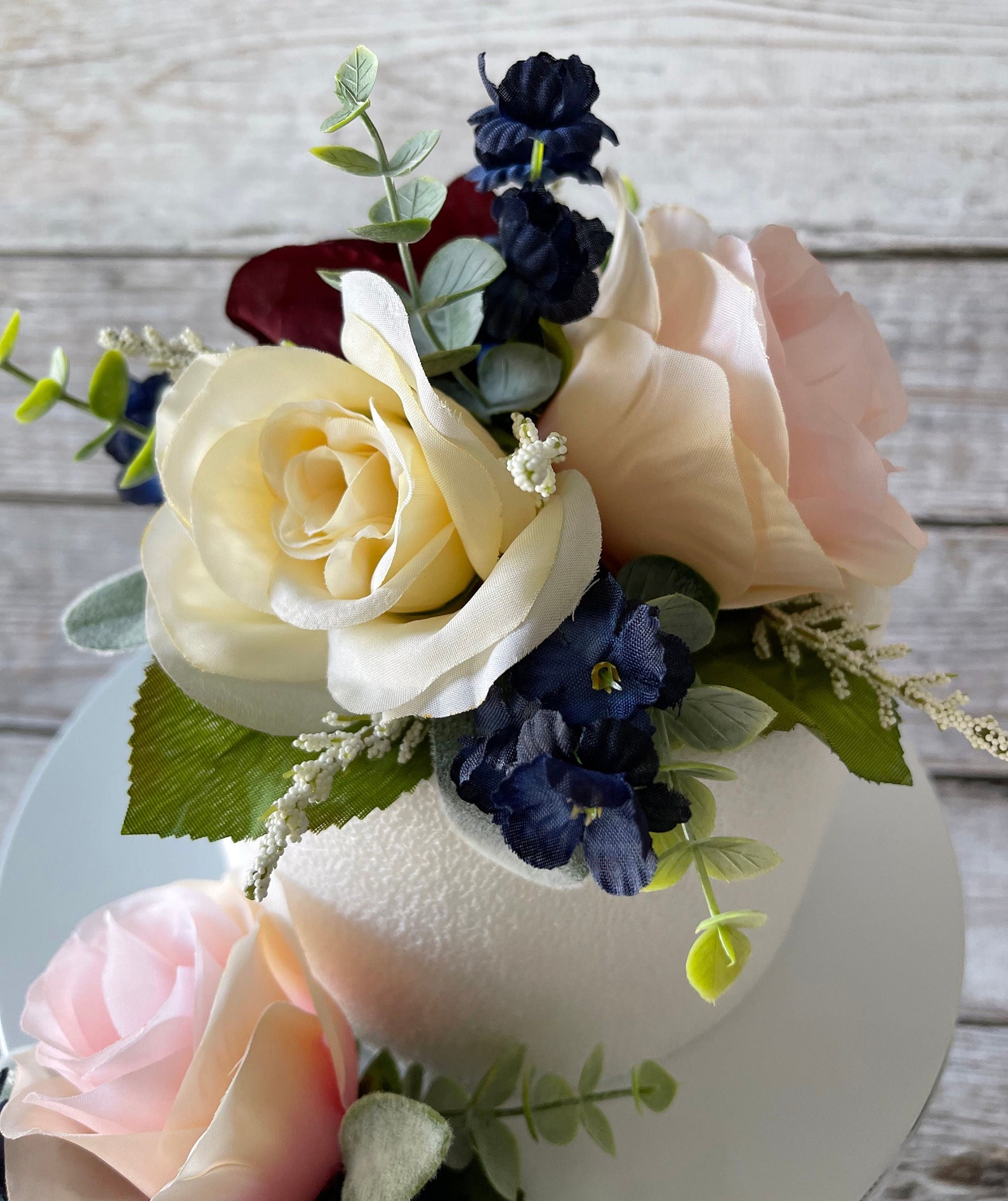 Rose Wedding Cake Topper Pink Burgundy and Ivory Roses With - Etsy