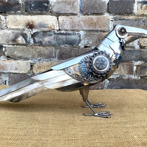 Metal Sculpture Raven Steampunk. Industrial Art Raven Figurine. Welded ...