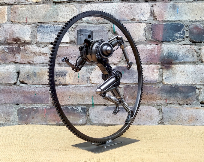Metal Sculpture "movement Progress" Steampunk, Art the Male Figurine ...