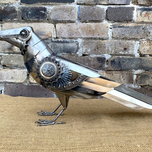 Metal Sculpture Raven Steampunk. Industrial Art Raven Figurine. Welded ...