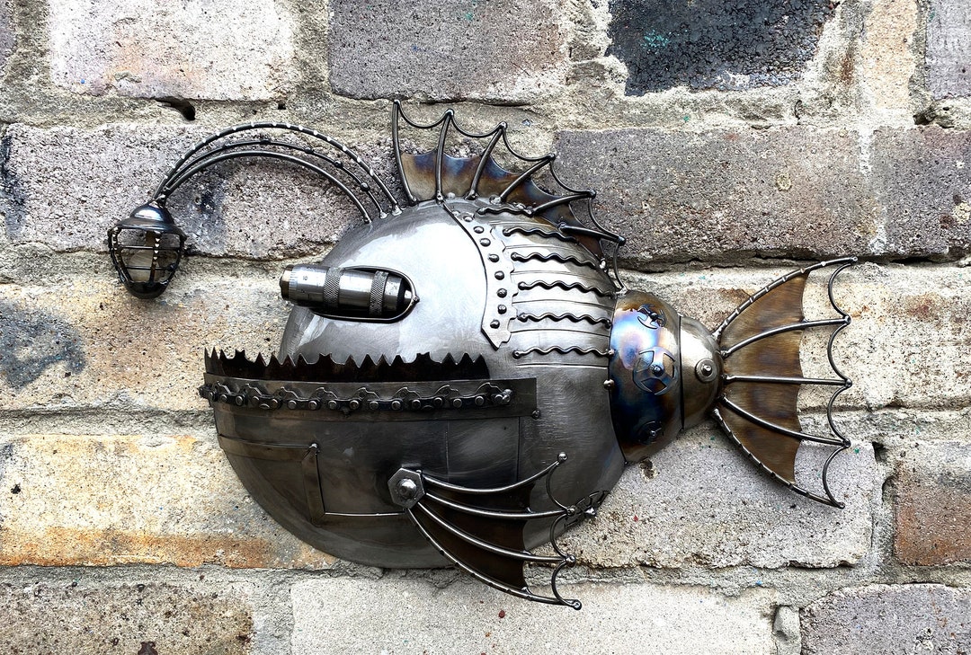 Wall Metal Sculpture of Half an Angler Fish, Art Metal Angler Fish. - Etsy