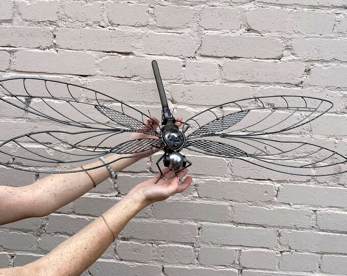 Metal Sculpture Dragonfly. Mechanical Dragonfly Figurine. Welded ...