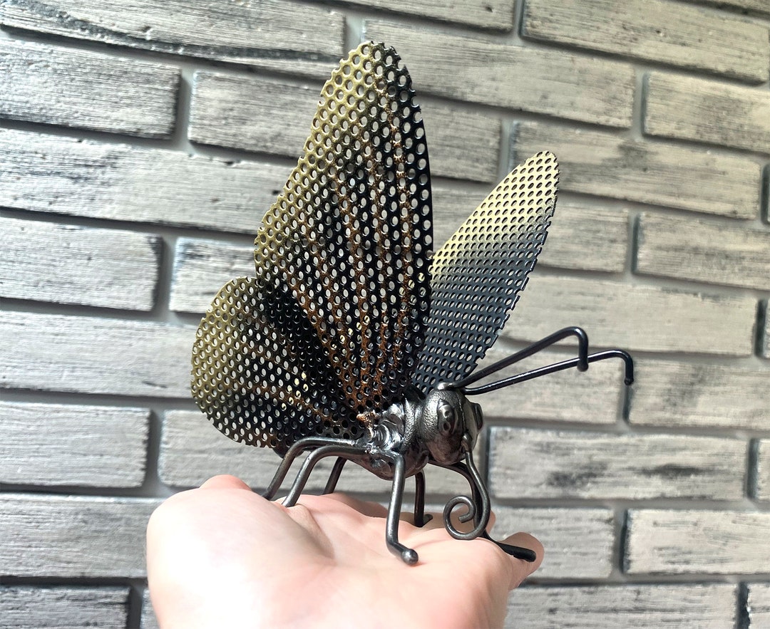 Art Metal Sculpture Black With Gold Butterfly, Steampunk Butterfly ...