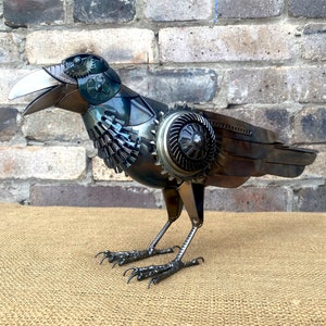 Metal Sculpture Raven Steampunk. Industrial Art Raven Figurine. Welded ...