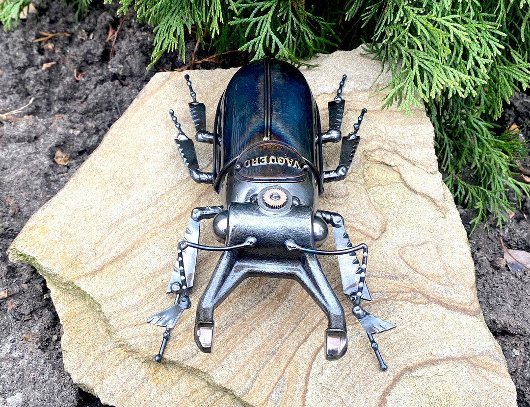 Metal Sculpture Beetle, Mechanical Beetle Figurine. Art Recycling ...