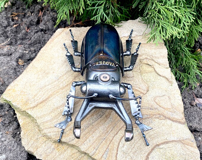 Metal Sculpture Beetle, Mechanical Beetle Figurine. Art Recycling ...