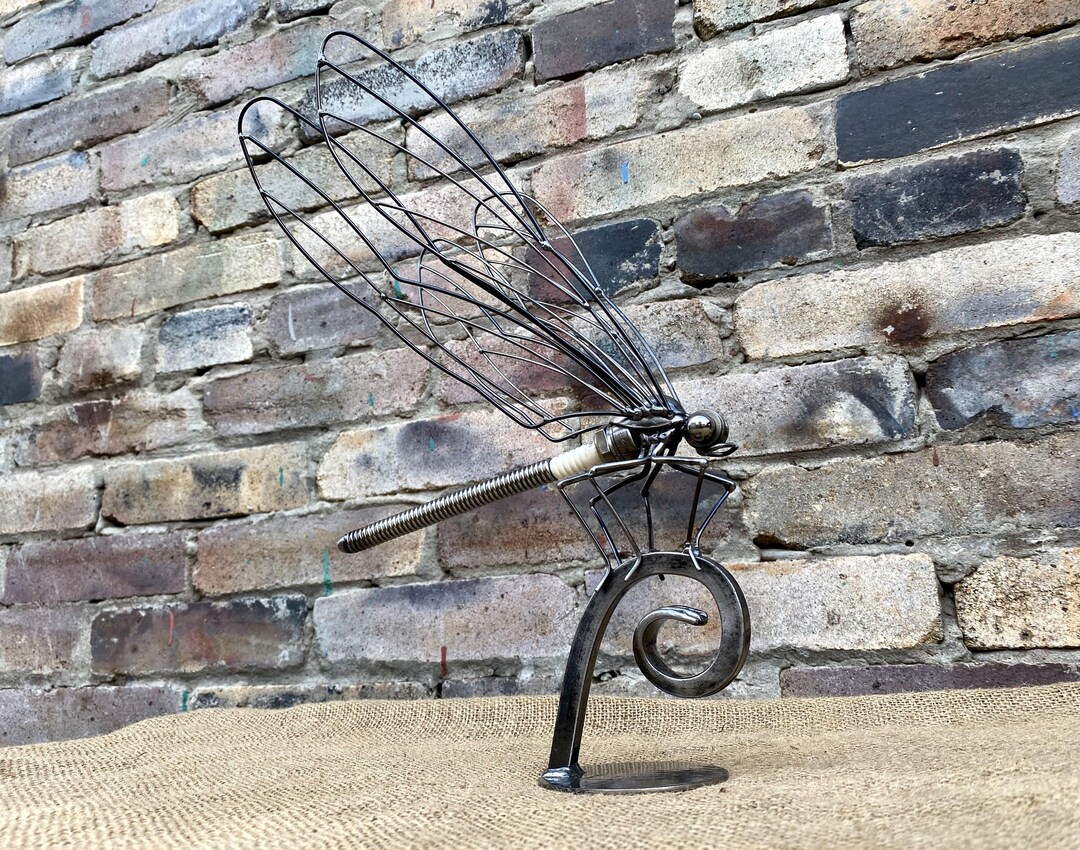 Metal Sculpture Dragonfly. Mechanical Dragonfly Figurine. Welded ...