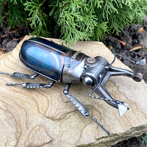 Metal Sculpture Beetle, Mechanical Beetle Figurine. Art Recycling ...