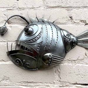 Wall Metal Sculpture of Half an Angler Fish, Art Metal Angler Fish. - Etsy