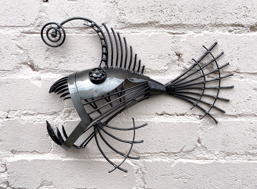 Wall Metal Sculpture of Half an Angler Fish, Art Metal Angler Fish. - Etsy