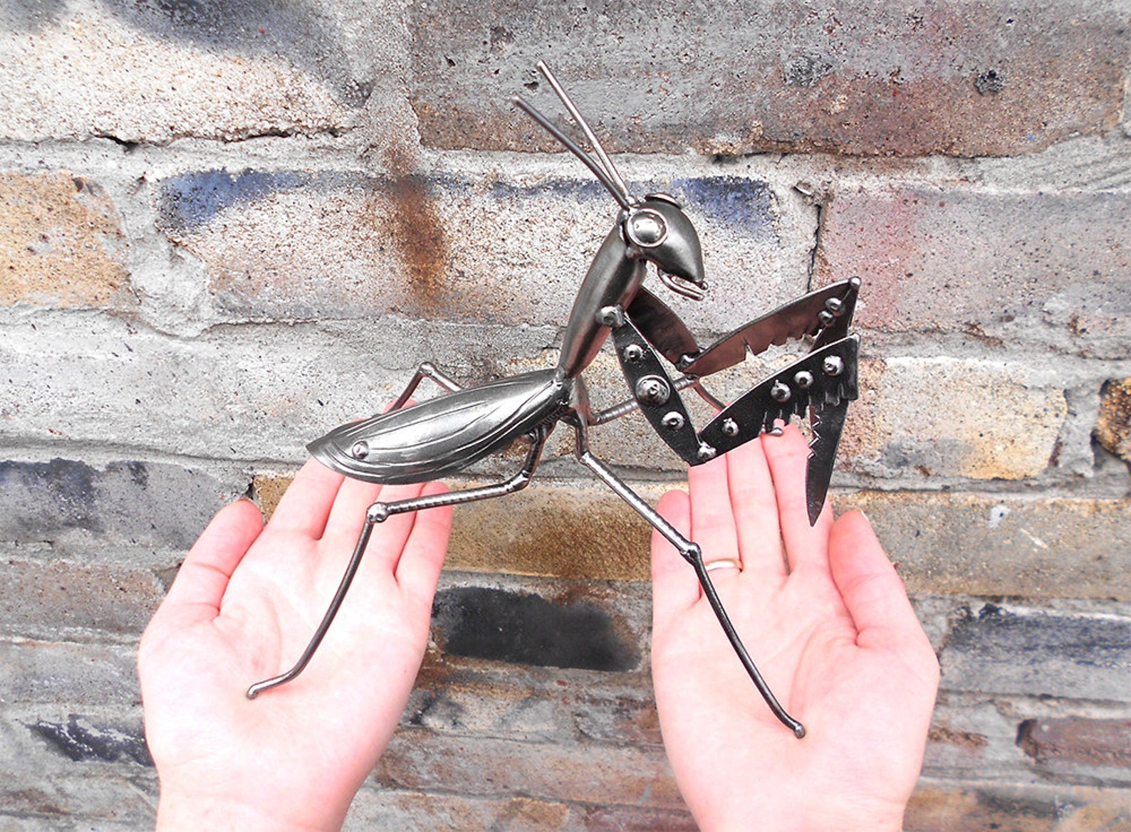 Metal sculpture Mantis steampunk. Mechanical Mantis figurine. | Etsy