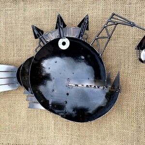 Handcrafted Metal Angler Fish Wall Decor 3D Sculpture Recycled Metal ...
