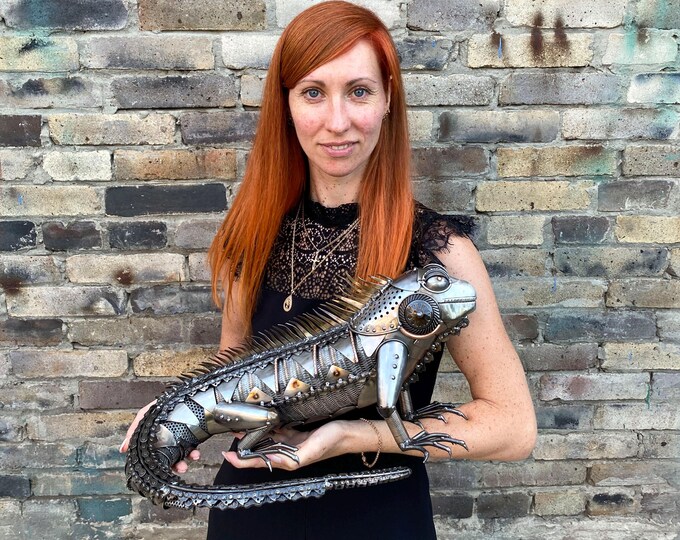 Iguana Unique Handcrafted Metal Sculpture Made With Welded Chains and ...