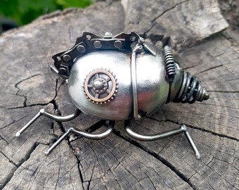 Metal Sculpture Beetle, Mechanical Beetle Figurine. Art Recycling ...