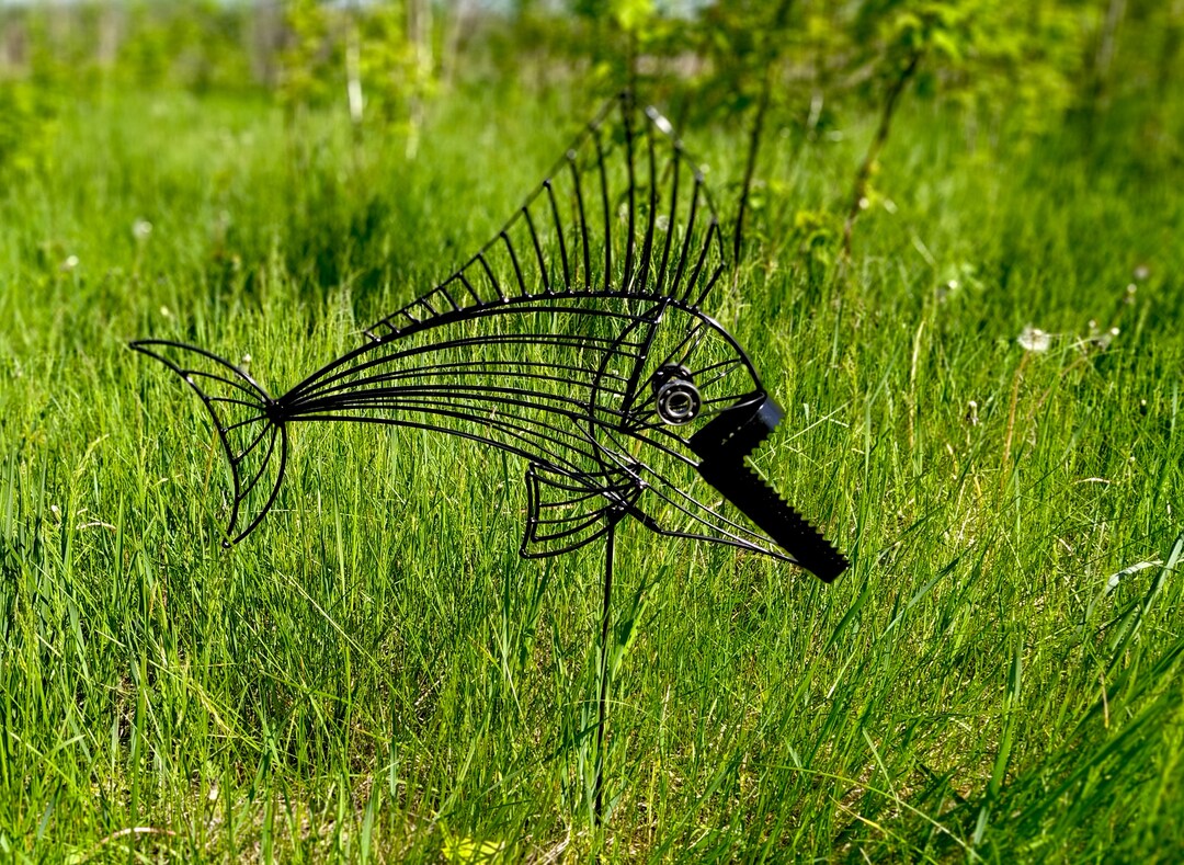 Welded Metal Fish Sculpture: Handmade Garden Art - Etsy