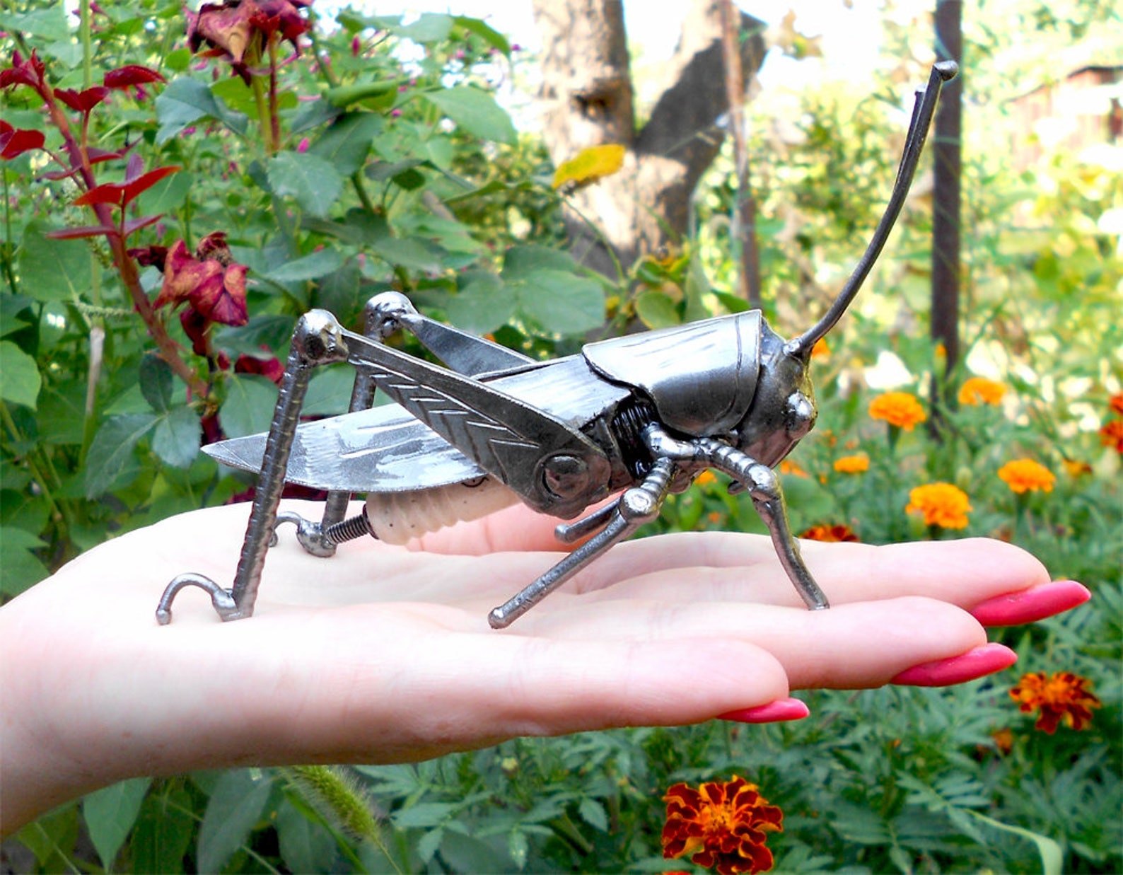 Metal Sculpture Grasshopper. Insect Figurine, Welded Insect. Welded ...