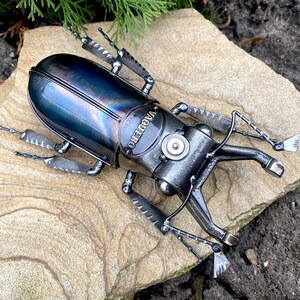 Metal Sculpture Beetle, Mechanical Beetle Figurine. Art Recycling ...
