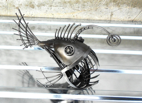 Art Metal Sculpture Angler Fish. Steampunk Predatory Fish - Etsy UK