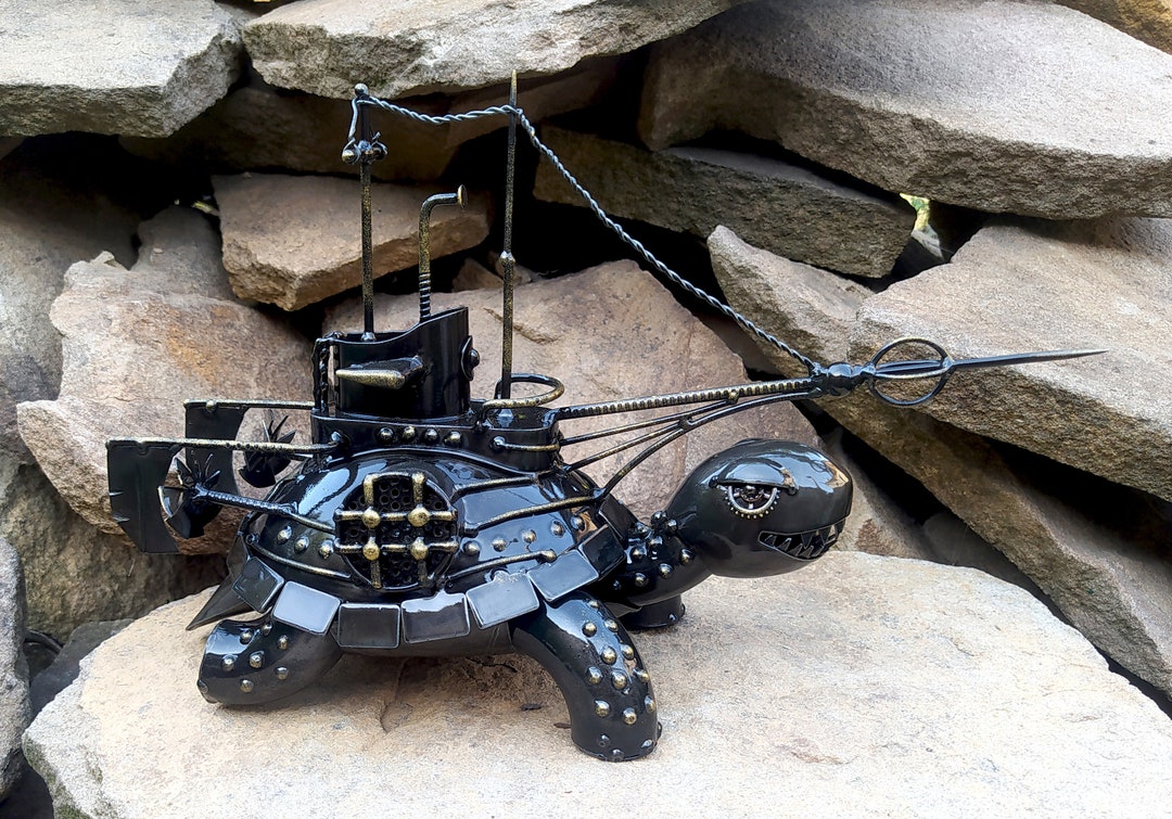 Metal Sculpture Turtle Steampunk. Mechanical turtle Submarine . Metal ...