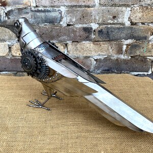 Metal Sculpture Raven Steampunk. Industrial Art Raven Figurine. Welded ...