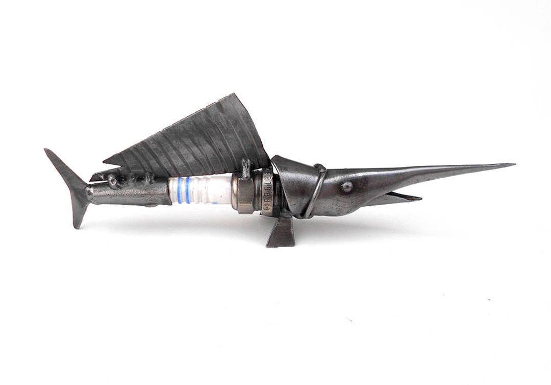 Metal Sculpture Marlin. Mechanical Fish Figurine. Welded Fish. Metal ...