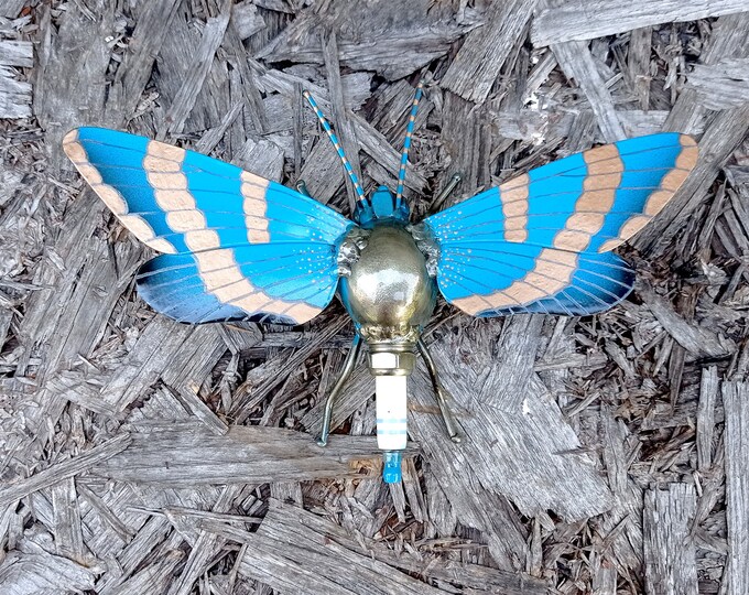 Metal Sculpture Blue Moths,blue Moth. Mechanical Butterfly Figurine ...