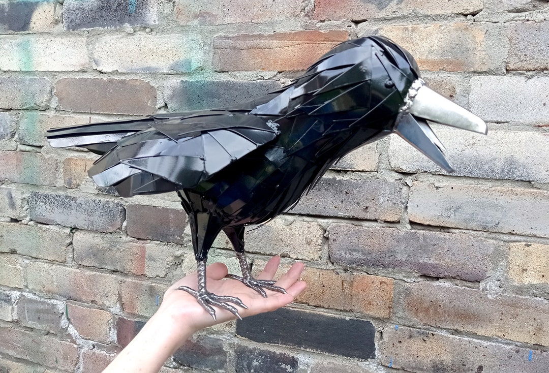 Metal Sculpture Raven Steampunk. Industrial Art Raven Figurine. Welded ...