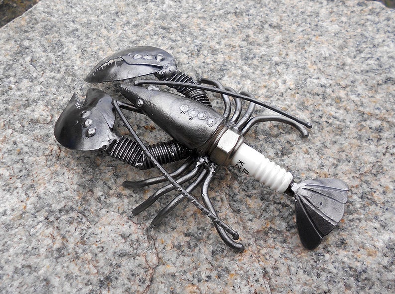 Metal sculpture Lobster Mechanical Lobster figurine Metal - Etsy 日本
