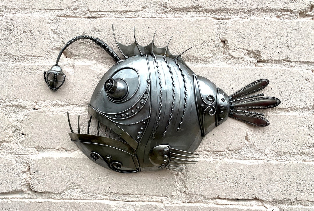 Wall Metal Sculpture of Half an Angler Fish, Art Metal Angler Fish. - Etsy