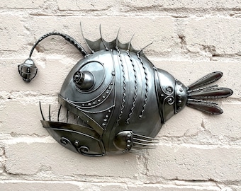 Wall Metal Sculpture of Half an Angler Fish, Art Metal Angler Fish. - Etsy