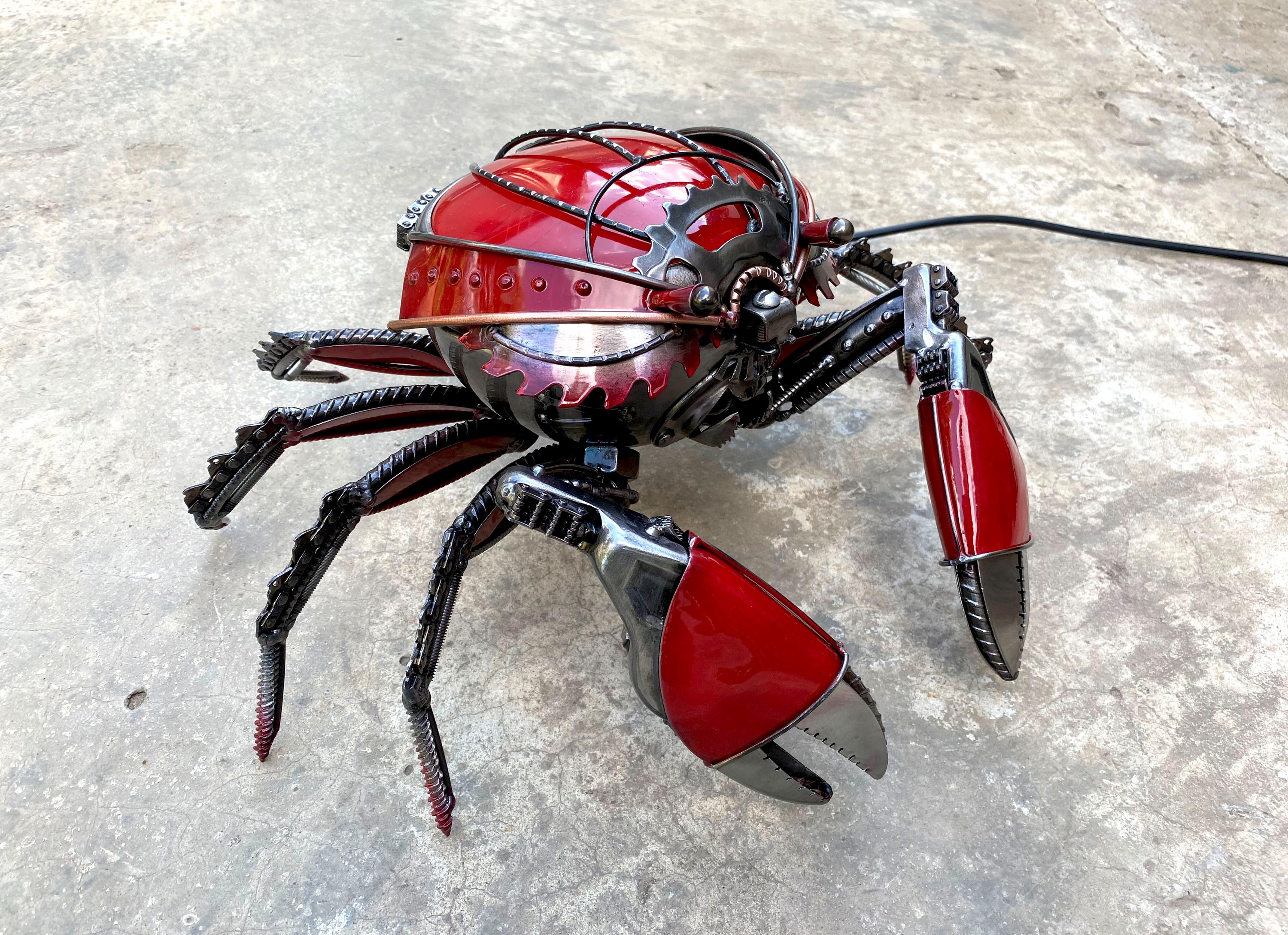 Welded Metal Crab Lamp, Steampunk Marine Sculpture - Etsy