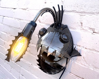 Angler Fish Wall Sconce: Handcrafted Metal Electric Lamp in the Form of ...