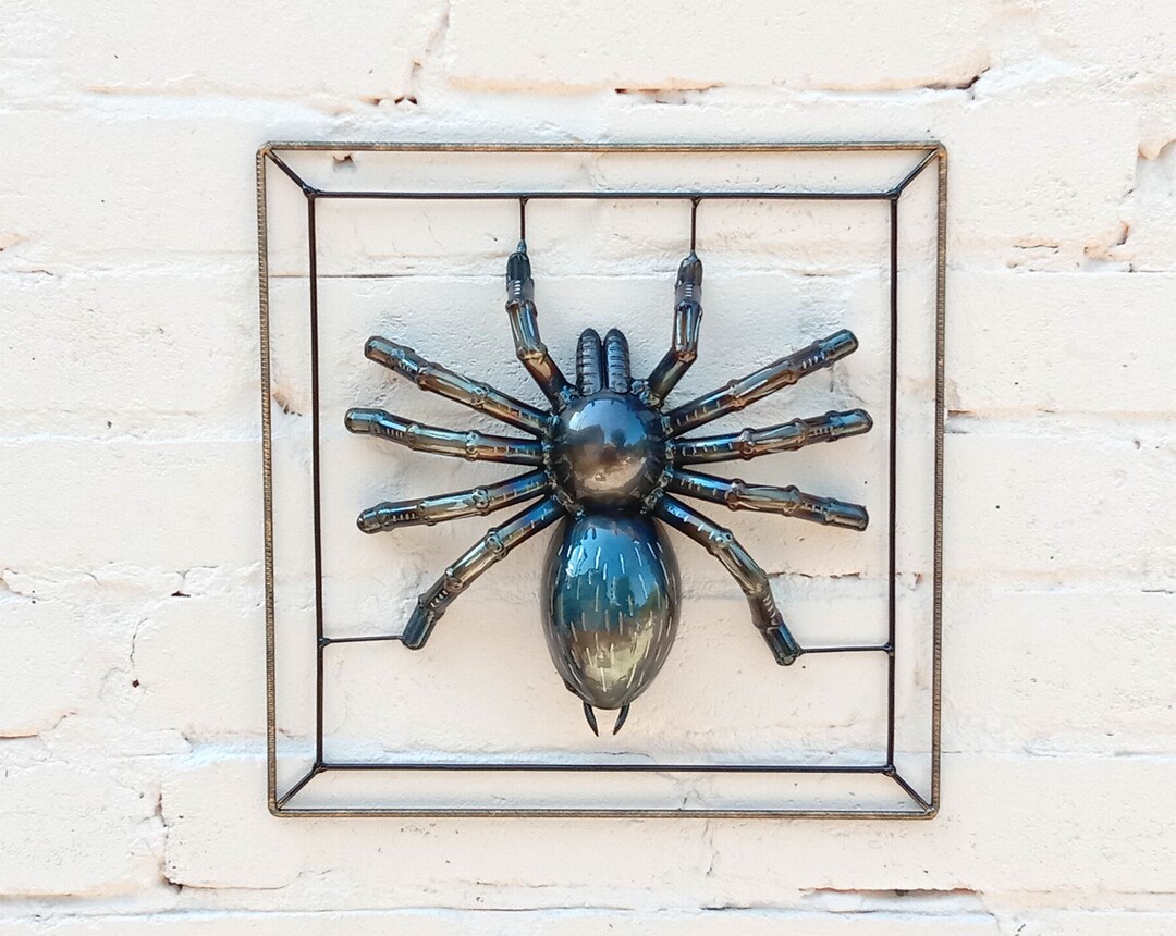 Handcrafted 3D Framed Tarantula Spider Wall Decor: Metal Sculpture for ...