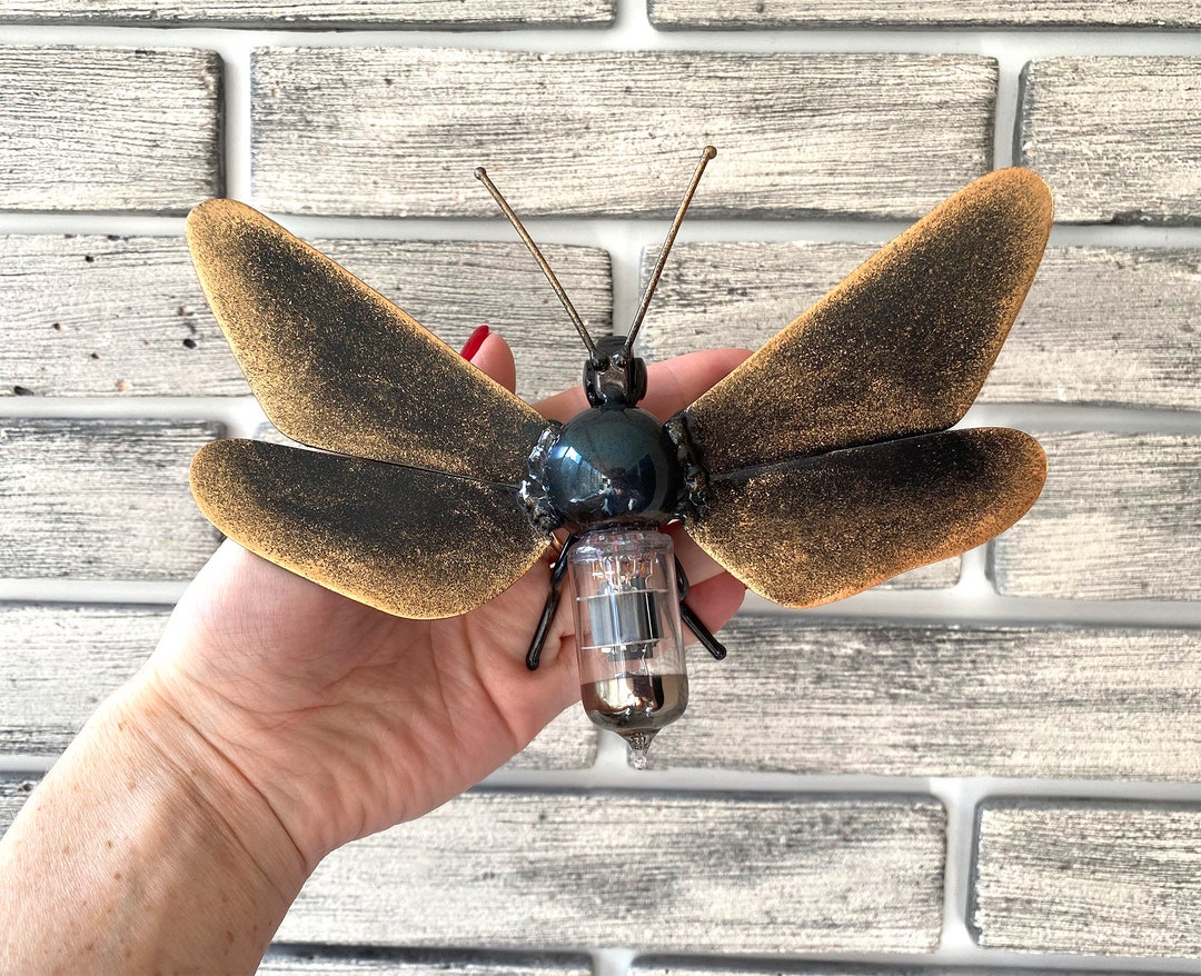 Metal Sculpture Moths,black Moth. Mechanical Butterfly Figurine. Welded Butterfly Metal ...