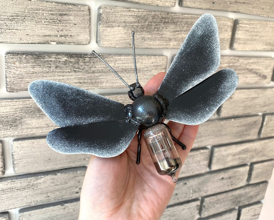 Metal Sculpture Moths,black Moth. Mechanical Butterfly Figurine. Welded ...
