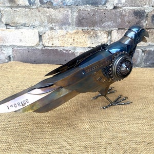 Metal Sculpture Raven Steampunk. Industrial Art Raven Figurine. Welded ...