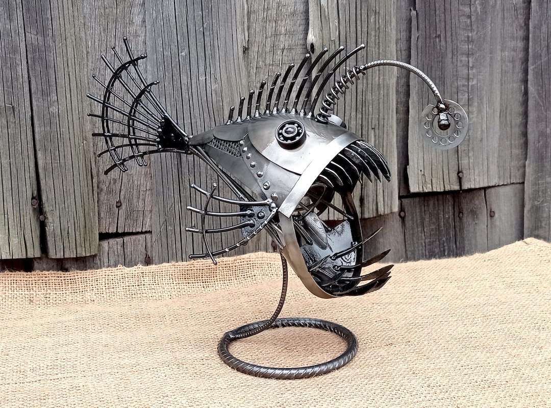 Art Metal Sculpture Angler Fish. Steampunk Predatory Fish - Etsy