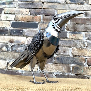 Metal Sculpture Raven Steampunk. Industrial Art Raven Figurine. Welded ...