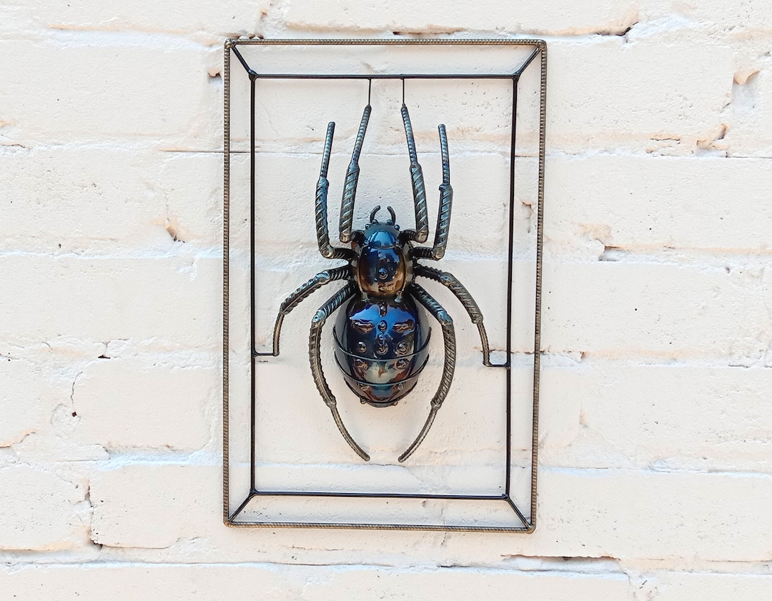 Handcrafted 3D Metal Spider Wall Decor: Framed Sculpture - Etsy