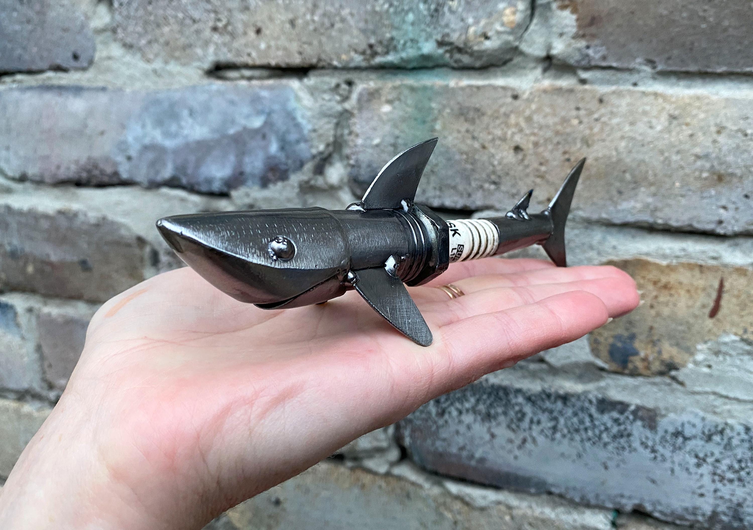 Metal Shark Sculpture From Spark Plug – Handmade Upcycled Steel ...