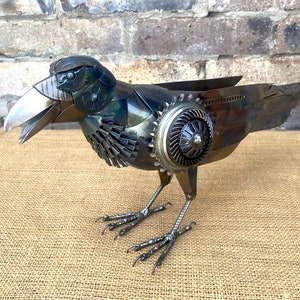 Metal Sculpture Raven Steampunk. Industrial Art Raven Figurine. Welded ...