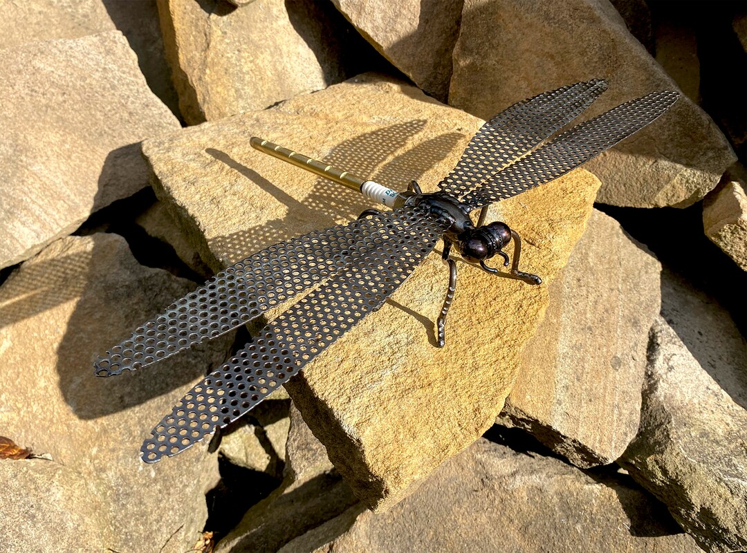 Metal Sculpture Dragonfly. Mechanical Dragonfly Figurine. Welded ...