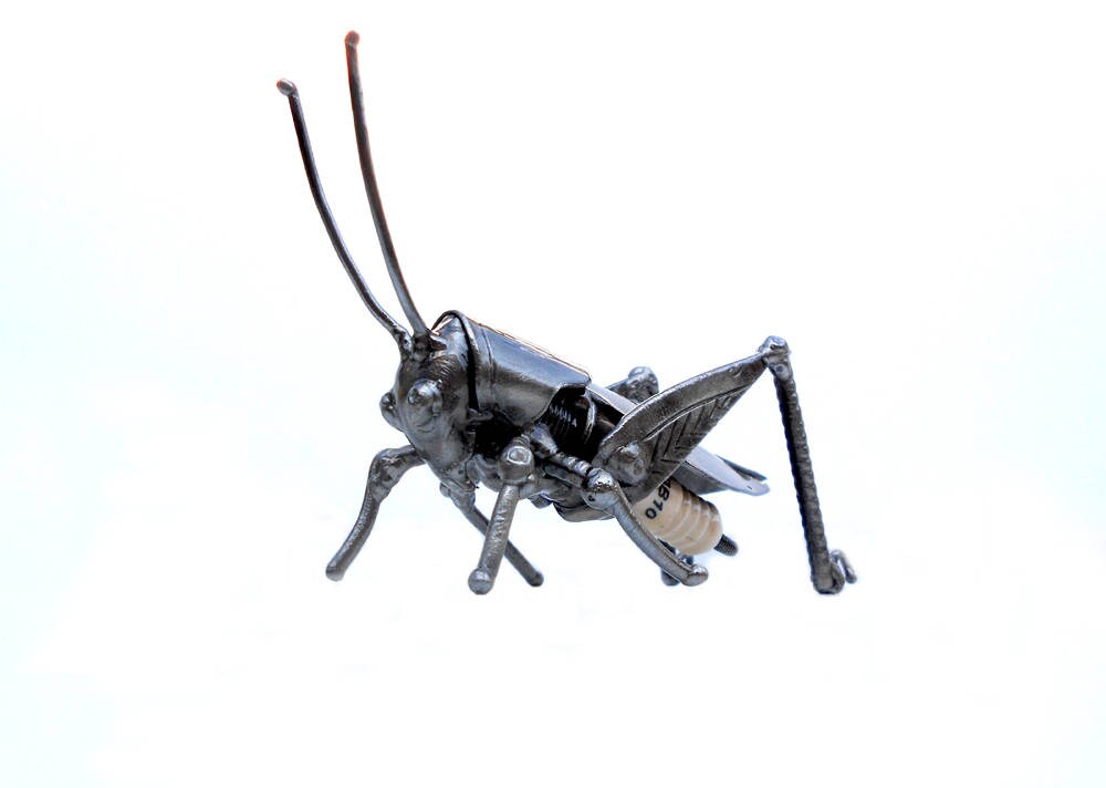Welded Metal Grasshopper Sculpture, Steampunk Insect Figurine - Etsy