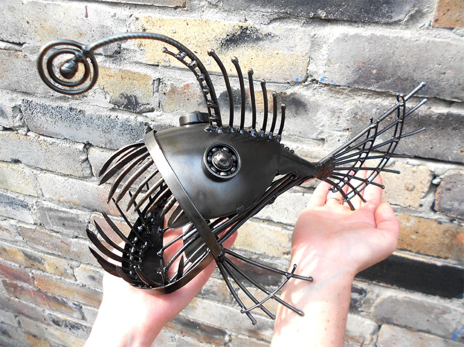 Art Metal Sculpture Angler Fish. Steampunk Predatory Fish - Etsy Canada