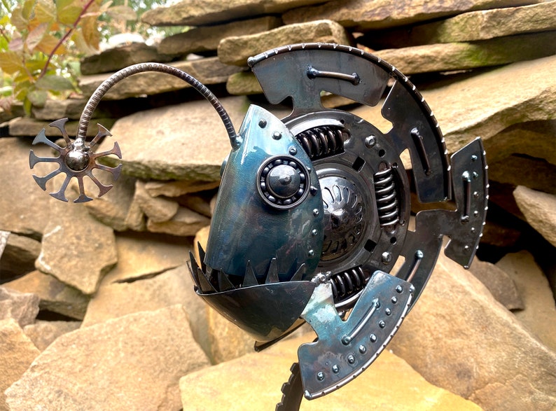 Welded Metal Steampunk Fish Sculpture, Art Recycling Figurine - Etsy