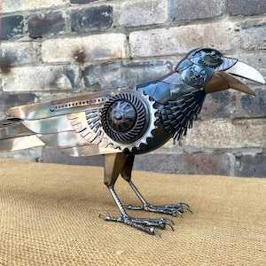 Metal Sculpture Raven Steampunk. Industrial Art Raven Figurine. Welded ...