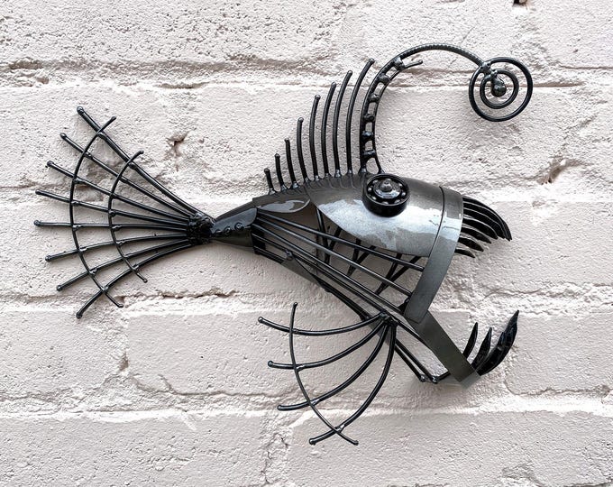 Wall Metal Sculpture of Half an Angler Fish, Art Metal Angler Fish. - Etsy