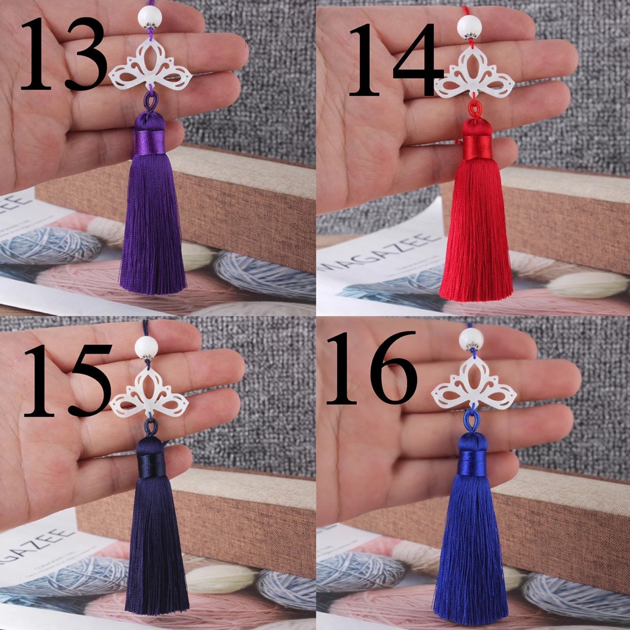 TB0189 1piece 12CM Chinese tassels decorated with shell | Etsy