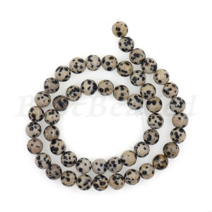 Round Natural Dalmatian Stone Bead,smooth Spot Jasper Gemstone Loose Beads for DIY Bracelet ...