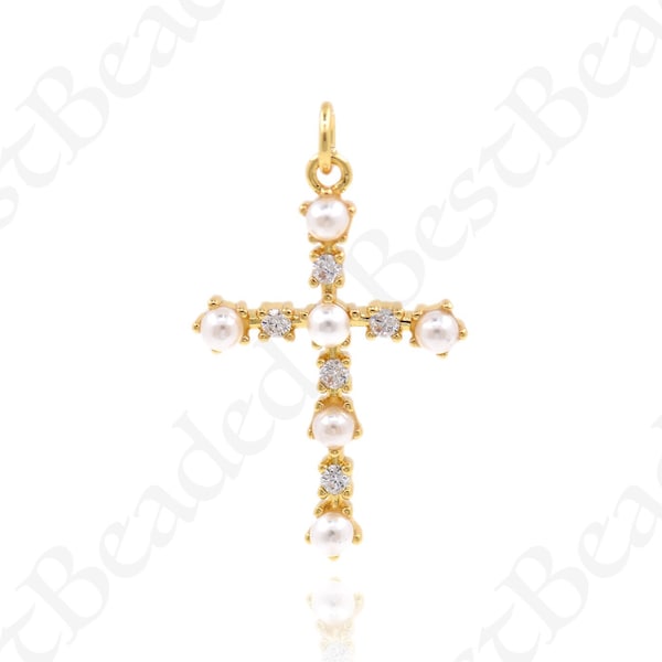 Pearl Cross Necklace - Etsy